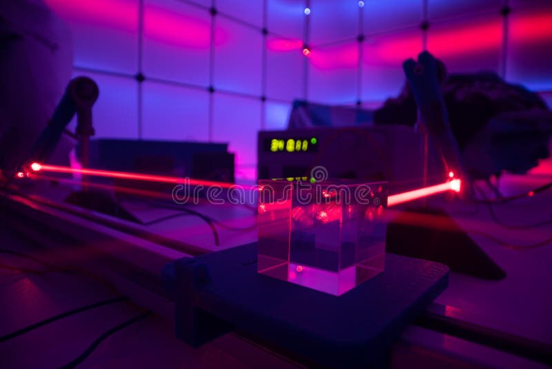 Laser Beam in Optical Laboratory Stock Photo - Image of information ...