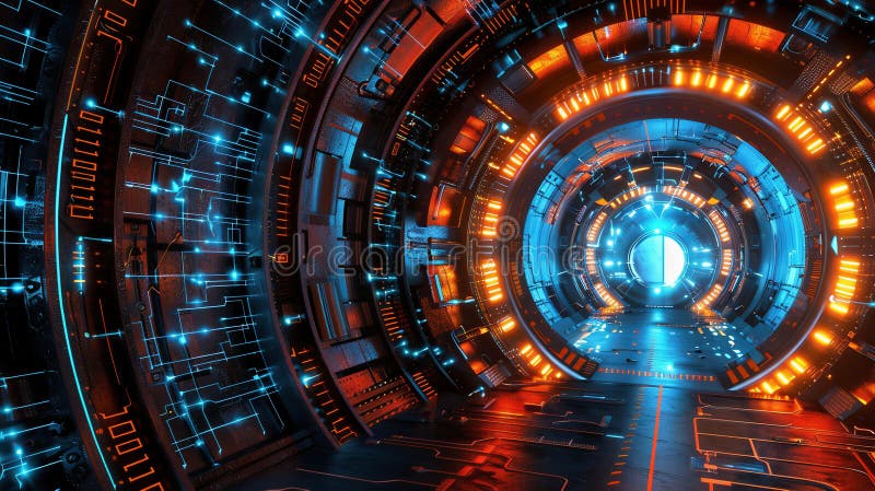 Laser Beam Running through Cyberspace. Communication Network Concept ...