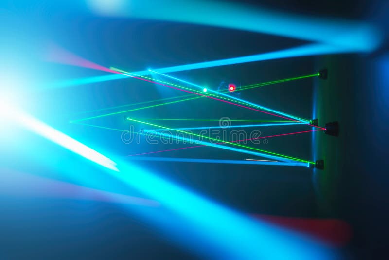 Laser Beams in Dark Room, Fun House Concept Stock Photo - Image of ...