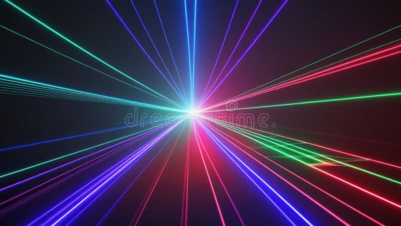 Laser Beams of Different Colors Emanating from a Single Point. Stock ...