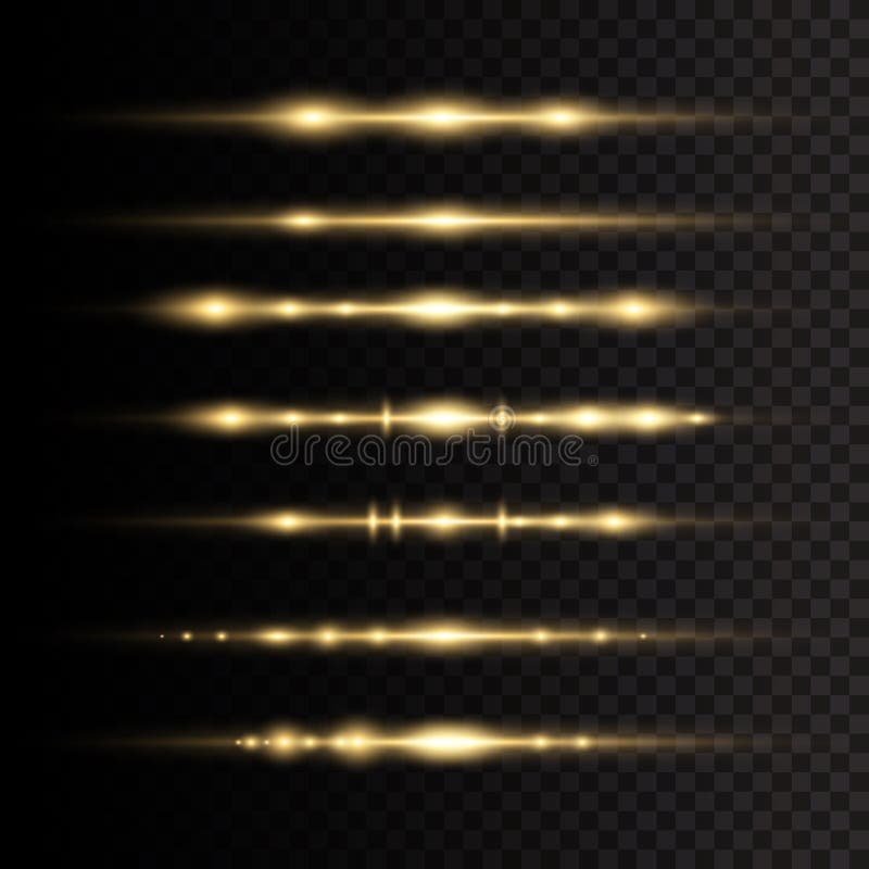 Laser Beams, Horizontal Light Sun Rays, Yellow Line. Stock Illustration ...