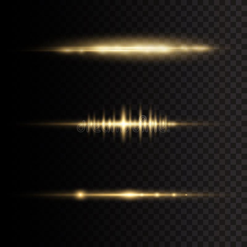 Laser Beams, Horizontal Light Sun Rays, Yellow Line. Stock Illustration ...