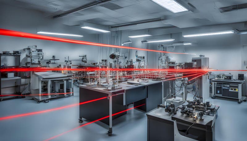 Laser Beams in the Laboratory of Optical Physics Stock Illustration ...