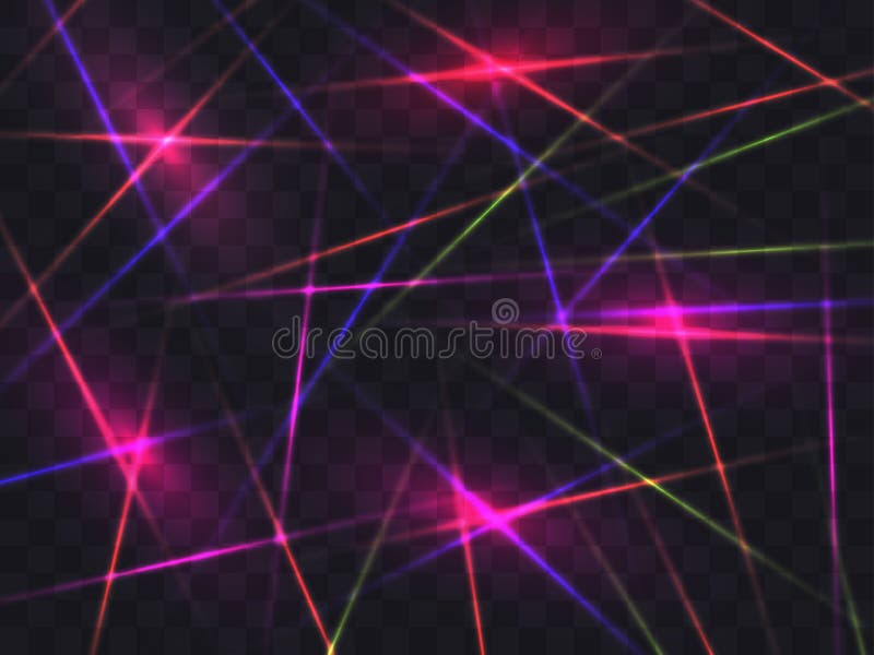 Laser Beams on a Transparent Background. Multi-colored Rays of Light ...