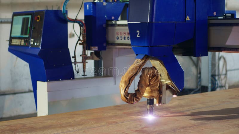 Laser Burn Modern Technology in the Manufacturing Factory Using the Hot ...