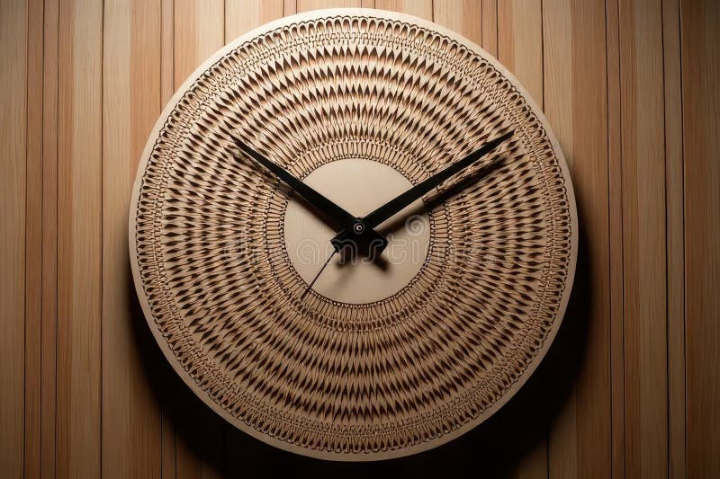 Laser-Carved Wall Clock Design Stock Illustration - Illustration of ...