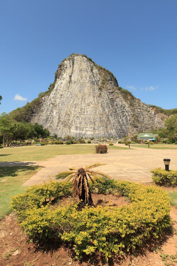 The Laser Cliff Buddha Image KHAO CHEECHAN BUDDHA IMAGE Stock Image ...