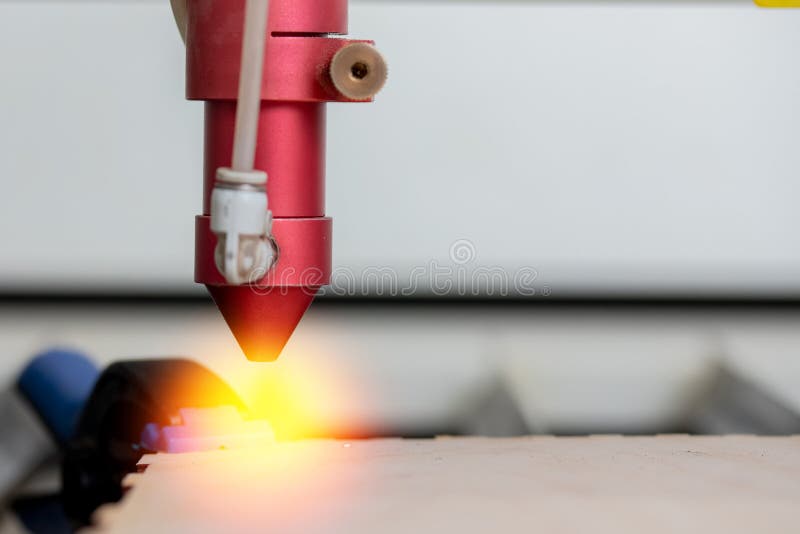 Laser CNC Cutting Wood. Modern Machine Industrial Technology Stock ...