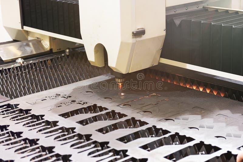 Laser CNC Machine Cutting of Sheet Metal Stock Photo - Image of ...