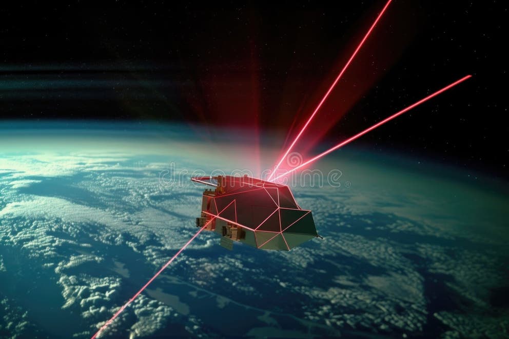 Laser Communication System on a Satellite Stock Illustration ...
