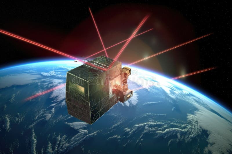 Laser Communication System on a Satellite Stock Illustration ...