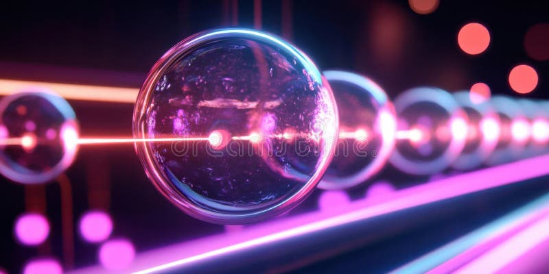 Laser Connection, a Futuristic Abstract with Glowing Spheres and Lines ...
