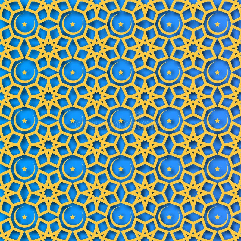 Laser Cut Islamic Seamless Pattern Background in Chrome Yellow and Blue ...