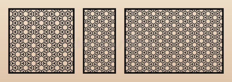 Laser Cut Panel Set. Vector Stencil With Abstract Geometric Pattern ...