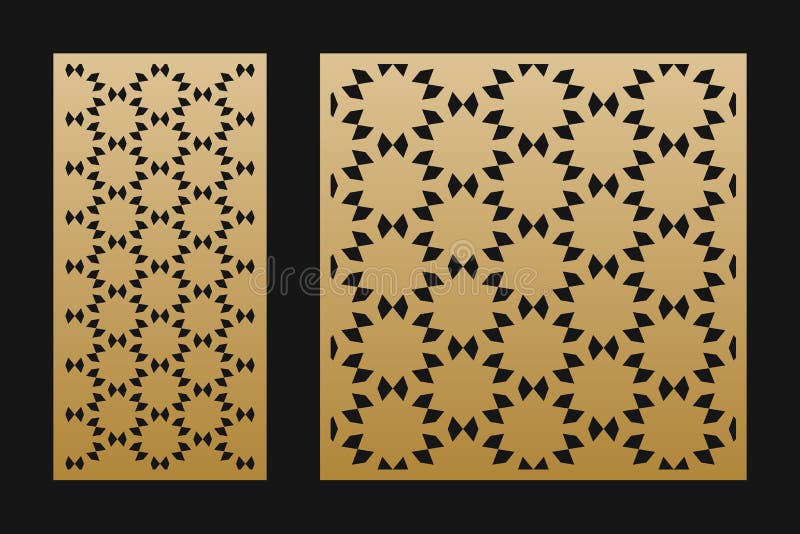 Laser Cut Panel Design. Vector Pattern with Grid, Abstract Geometric ...