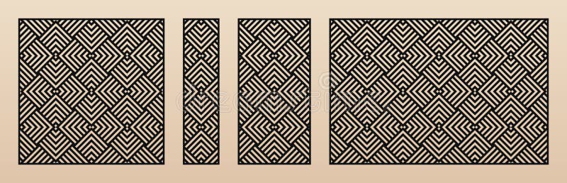 Laser Cut Panel Set. Vector Template with Abstract Geometric Pattern ...