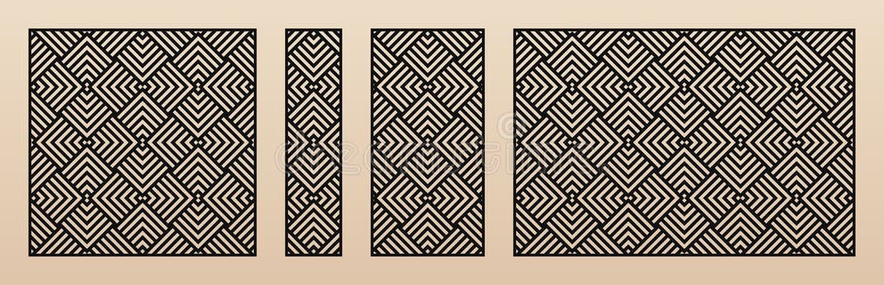 Laser Cut Panel Set. Vector Template with Abstract Geometric Pattern ...