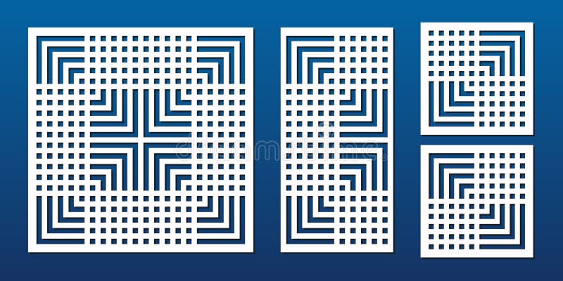 Laser Cut Panel. Vector Geometric Pattern with Squares, Grid. Cutting ...