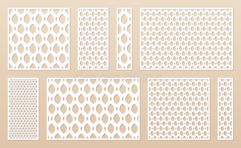 Laser Cut Panels. Cnc Pattern Set. Vector Template with Geometric Grid ...