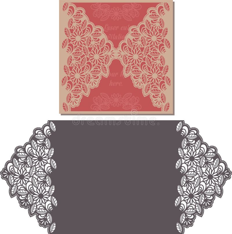 Laser Cut Pattern for Invitation Card for Wedding Stock Vector ...