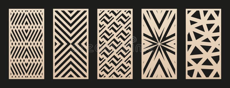 Laser Cut Pattern Set. Collection of Modern Abstract Geometric Cutting ...