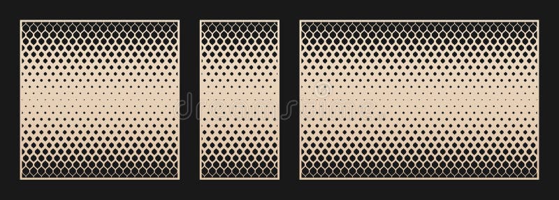 Laser Cut Pattern Set. Vector Design with Abstract Geometric Halftone ...
