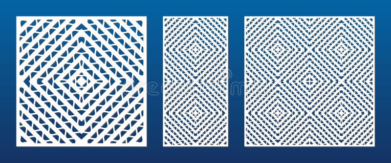 Laser Cut Patterns Set. Vector Cutting Template with Wavy Lines, Grid ...