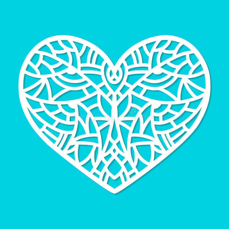 Laser Cut Vector Heart Ornament. Cutout Pattern Silhouette with ...