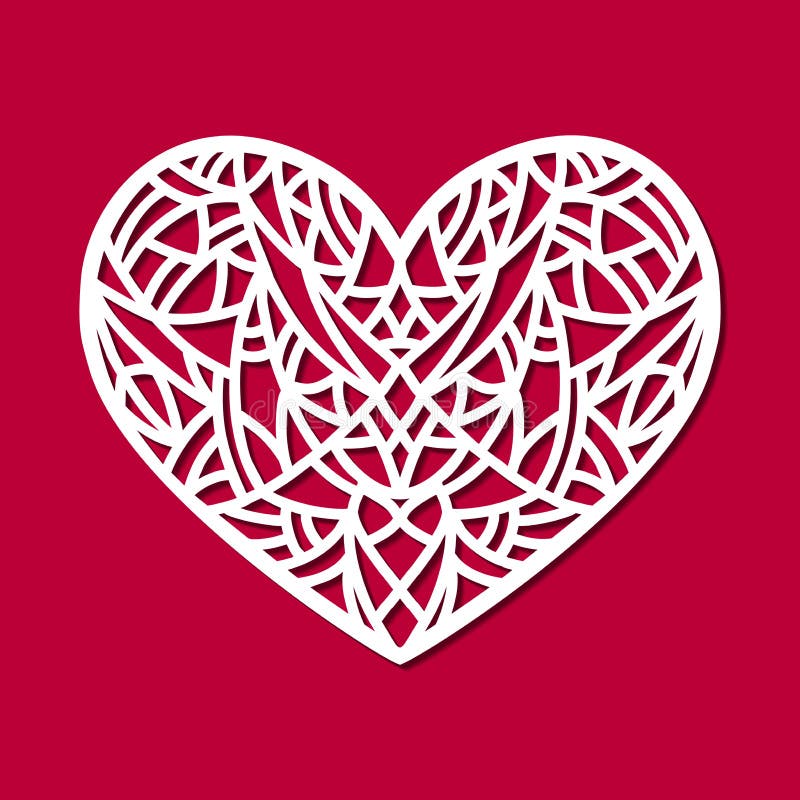 Laser Cut Vector Heart Ornament. Cutout Pattern Silhouette with ...