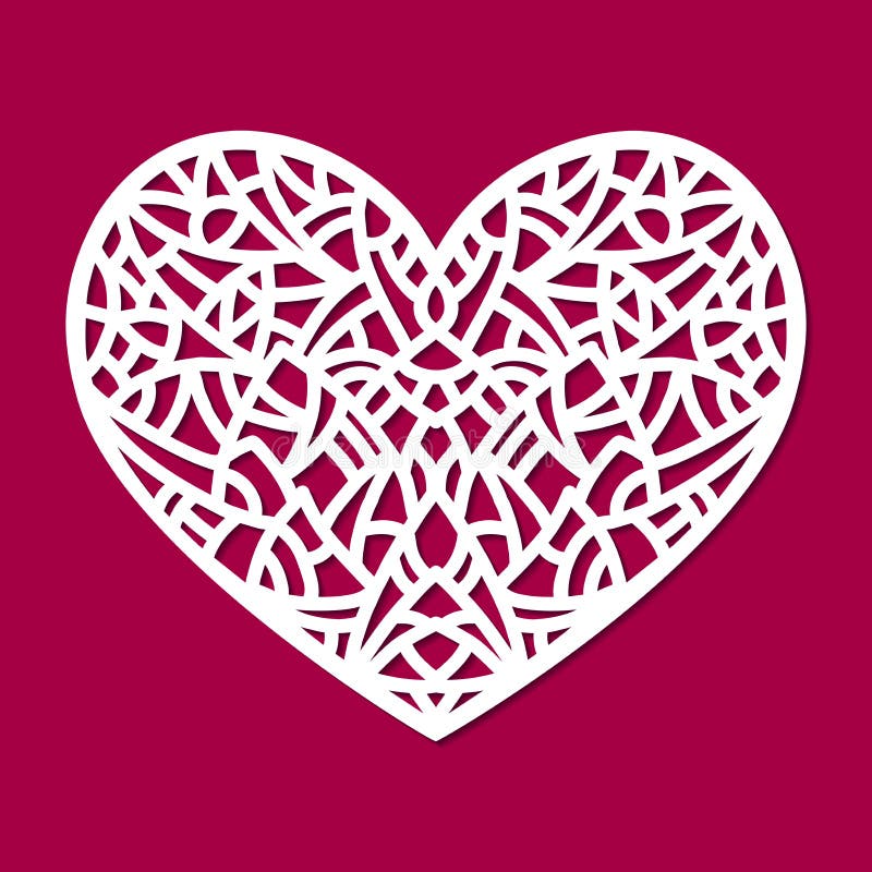 Laser Cut Vector Heart Ornament. Cutout Pattern Silhouette with ...