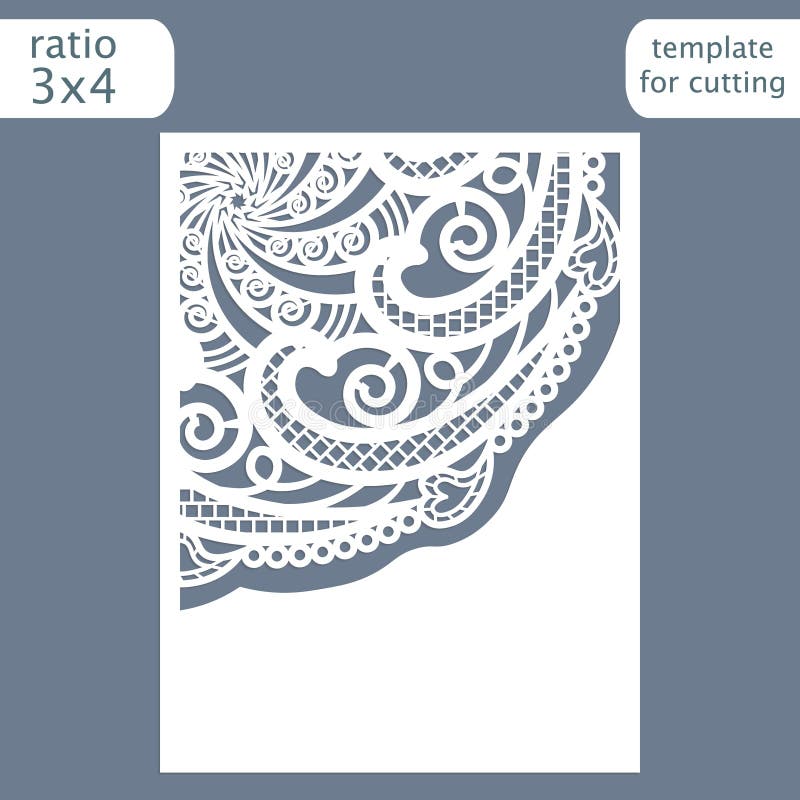 Laser Cut Wedding Invitation Card Template. Cut Out the Paper Card with ...