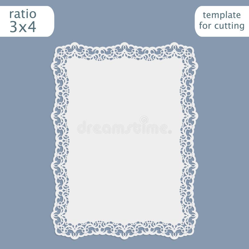 Laser Cut Wedding Invitation Card Template with Openwork Border. Stock ...