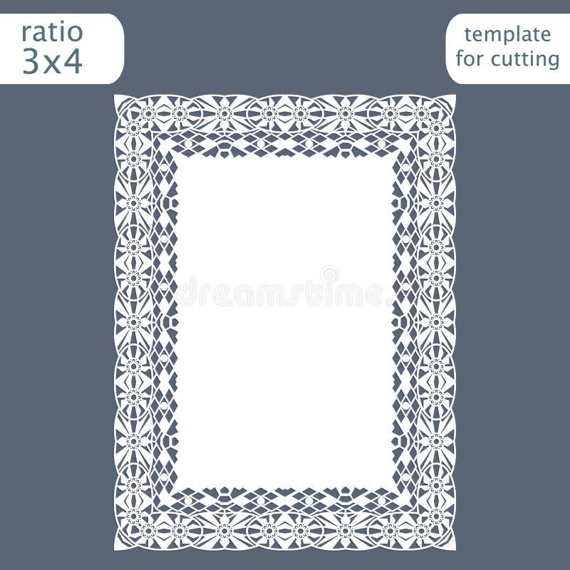 Laser Cut Wedding Invitation Card Template with Openwork Border. Stock ...