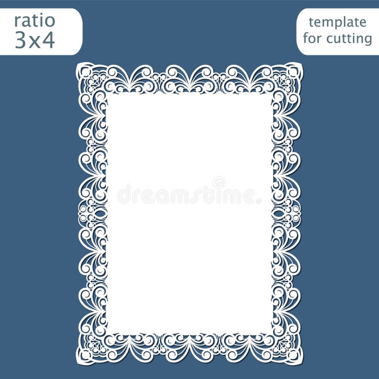 Laser Cut Wedding Invitation Card Template with Openwork Border. Cut ...
