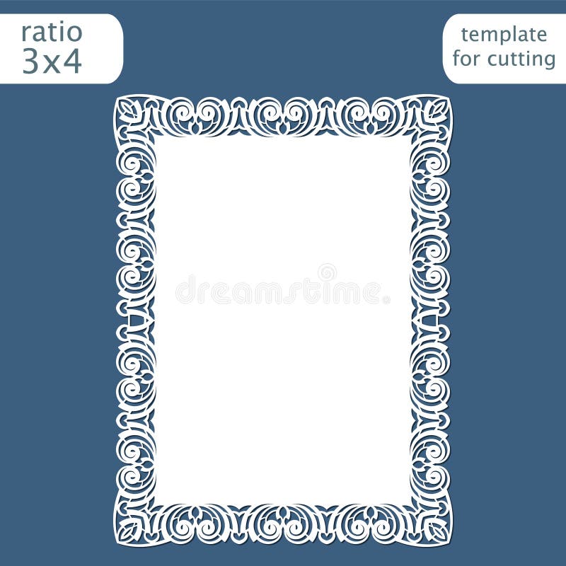 Laser Cut Wedding Invitation Card Template with Openwork Border. Cut ...