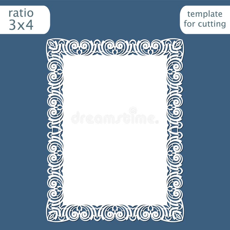 Laser Cut Wedding Invitation Card Template with Openwork Border. Cut ...