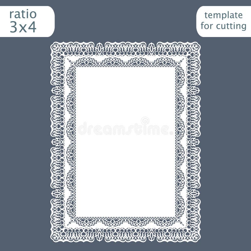 Laser Cut Wedding Invitation Card Template with Openwork Border. Cut ...