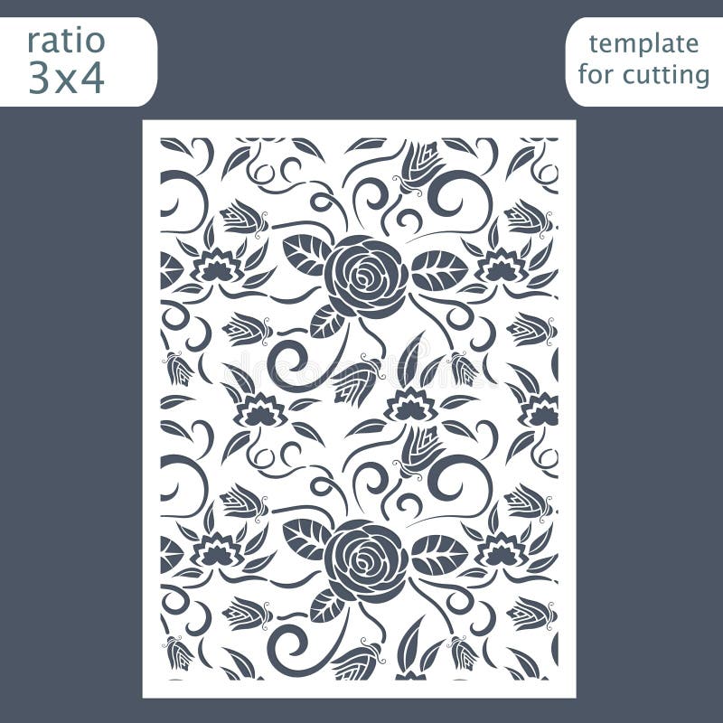 Laser Cut Wedding Invitation Card Template. Cut Out the Paper Card with ...