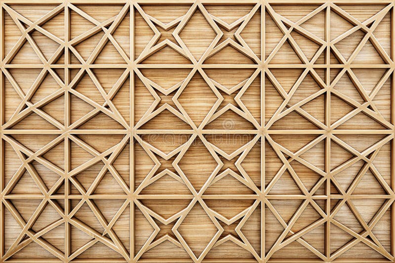 Laser Cut Wooden Geometric Panel Featuring Symmetrical Star and ...