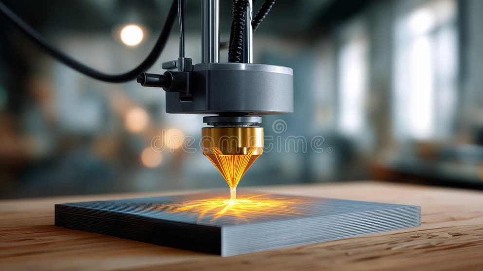 Laser Cutter Creates Detailed Patterns on Metallic Sheet in a Workshop ...