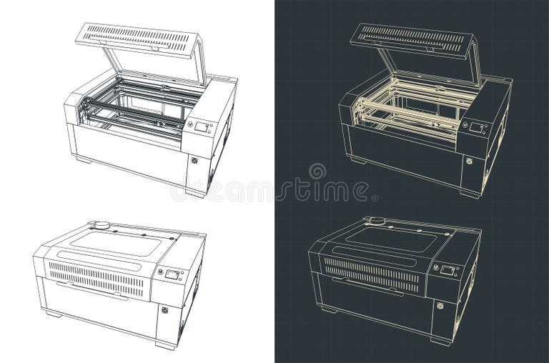 Laser cutter illustrations stock vector. Illustration of blueprints ...
