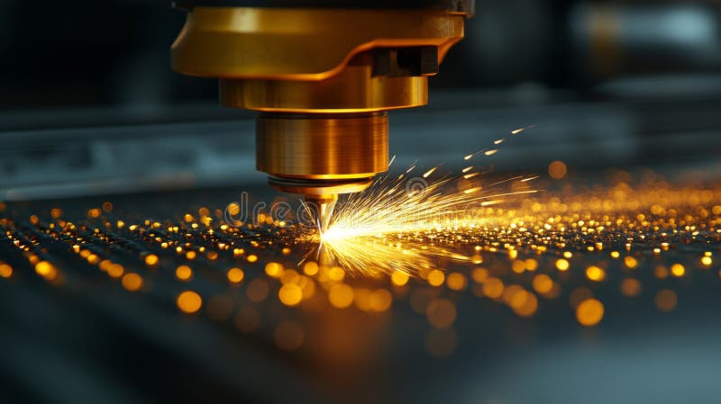 Laser Cutter Machine Engraving Metal Sparks Flying Stock Illustration ...