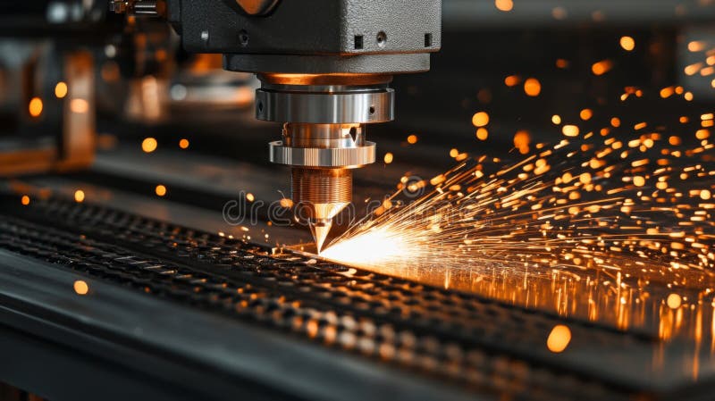 Laser Cutter Machine Precisely Cutting Metal Sheet Stock Illustration ...