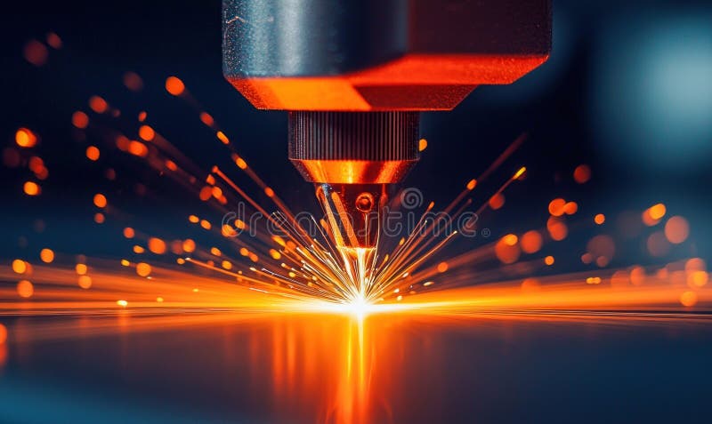 Laser Cutter Sparks Brightly Stock Photo - Image of process, technology ...