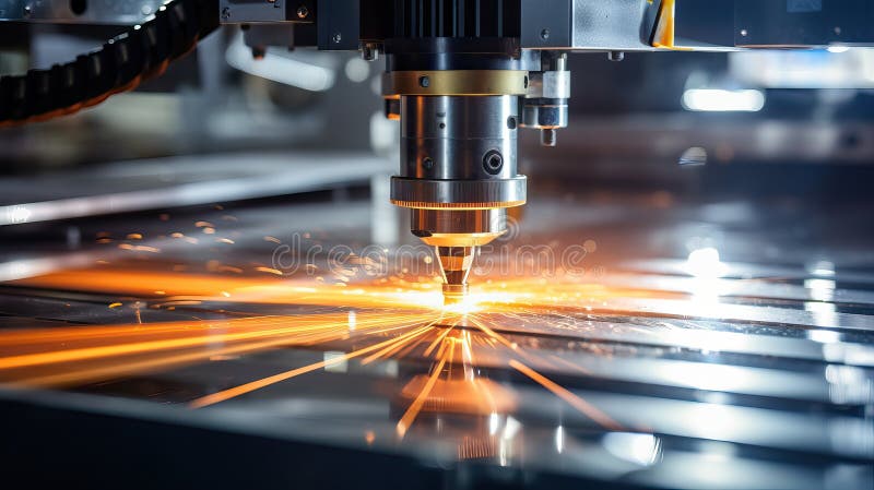 Laser Cutting Machine in Action Stock Illustration - Illustration of ...