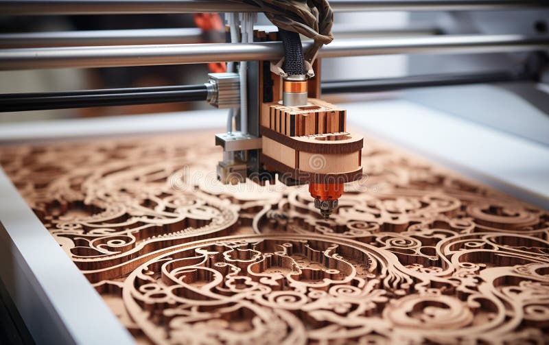 Laser Cutting Machine Against White -Generative Ai Stock Image - Image ...