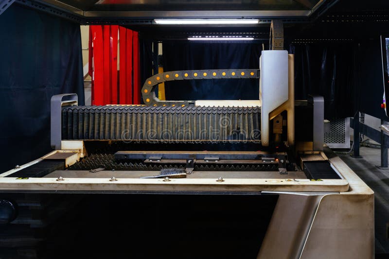 Laser Cutting Machine with CNC is Cutting the Steel Sheet Stock Image ...