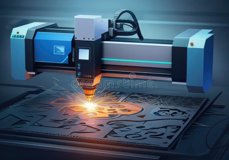 Laser Cutting Machine Creating Intricate Designs Metal Sheets Stock ...