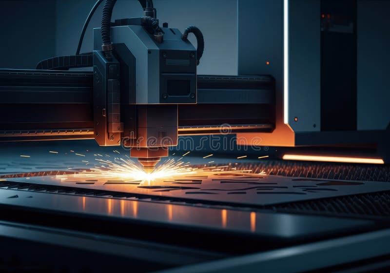 Laser Cutting Machine Creating Intricate Designs with Precision Sparks ...