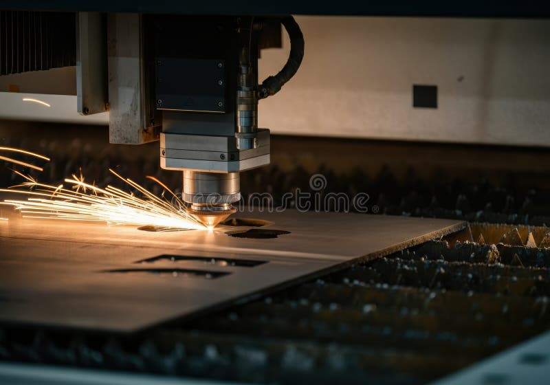 Laser Cutting Machine Creating Precise Shapes in Metal Sheets Stock ...